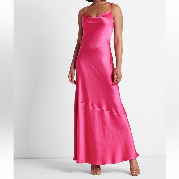 Express | Dresses | Express Limited Edition Satin Cowl Neck Full Length ...